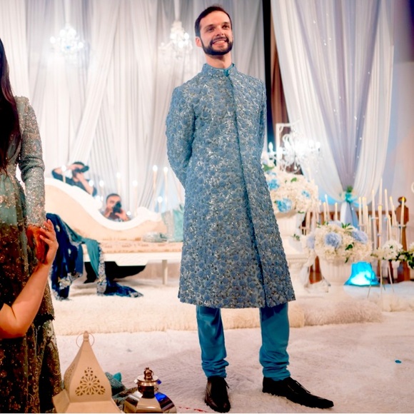 Sherwanis | Sparkly Light Blue Sherwani | Poshmark